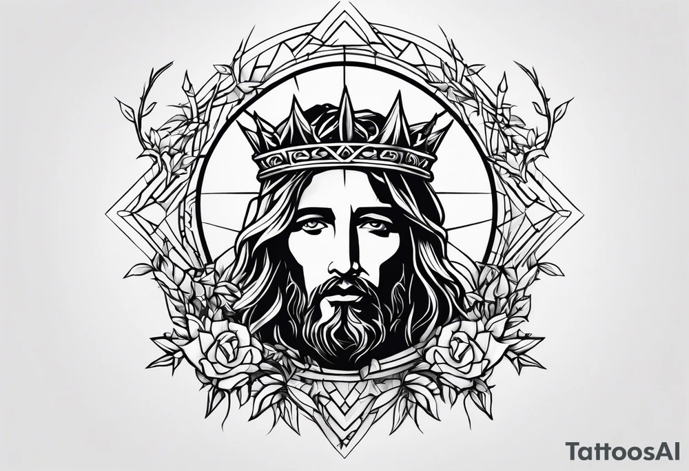 Jesus rose thorn crown tattoo idea | TattoosAI