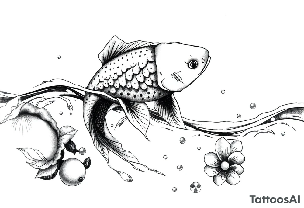 Koi fish swimming upstream tattoo idea | TattoosAI