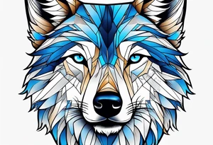 Male young Wolf face look realistic with blue eyes tattoo idea | TattoosAI