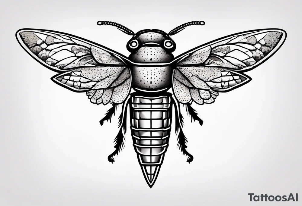 Cicada stippled and shaded with sword going through it tattoo idea ...