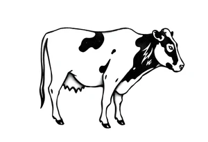 Small black and white patched cow tattoo idea | TattoosAI