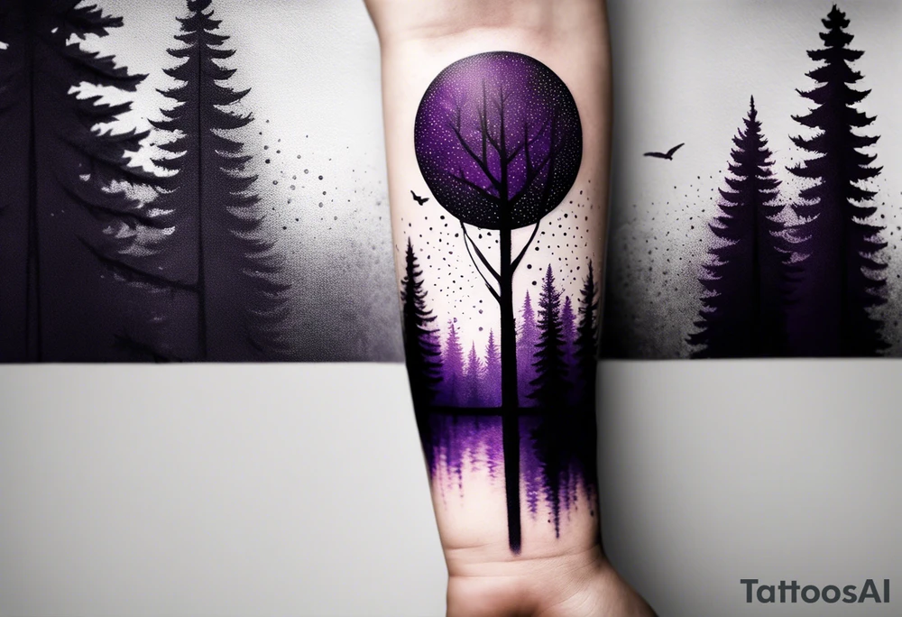 Forest, purple and black, covered from wrist to forearm, fully covered ...