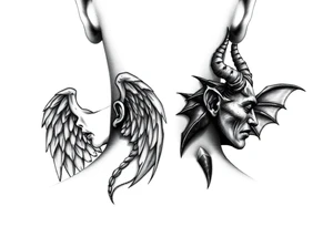 Position behind the neck Angel (on the right) whispering in the right ...