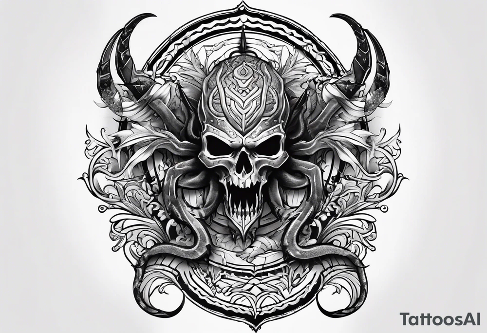 A scorpio in a trident shape tattoo idea | TattoosAI