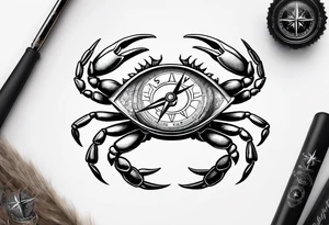 Blue crab compass, nautical theme for a female tattoo idea | TattoosAI