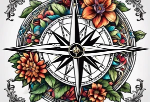 Compass , flower, cross tattoo idea | TattoosAI