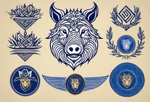 A classic tribal Celtic boar Integrated with a Chatwin, family crest ...