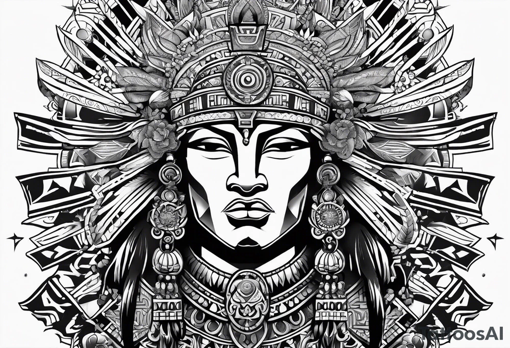 Inca sun pictured as a male figure tattoo idea | TattoosAI