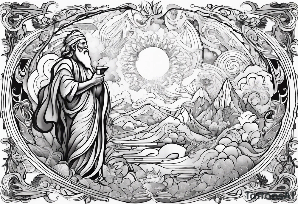 God showing Moses the universe tattoo idea | TattoosAI