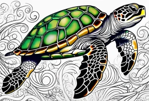Green sea turtle tattoo idea | TattoosAI