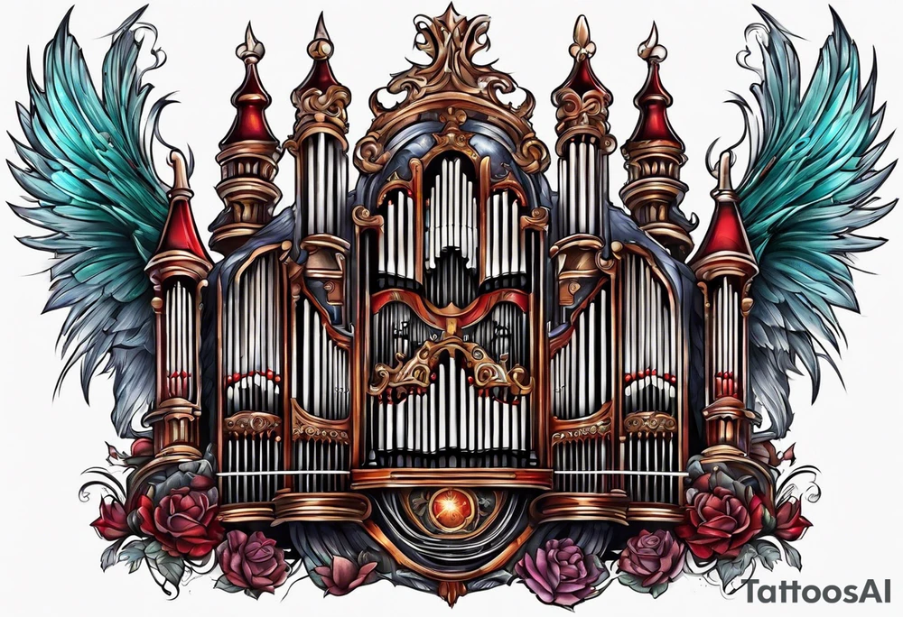 Demonic Pipe organ tattoo idea | TattoosAI