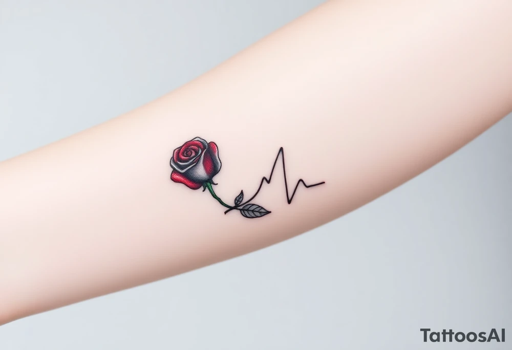 A continuous heartbeat line shaped like a rose, with the petals shaded ...