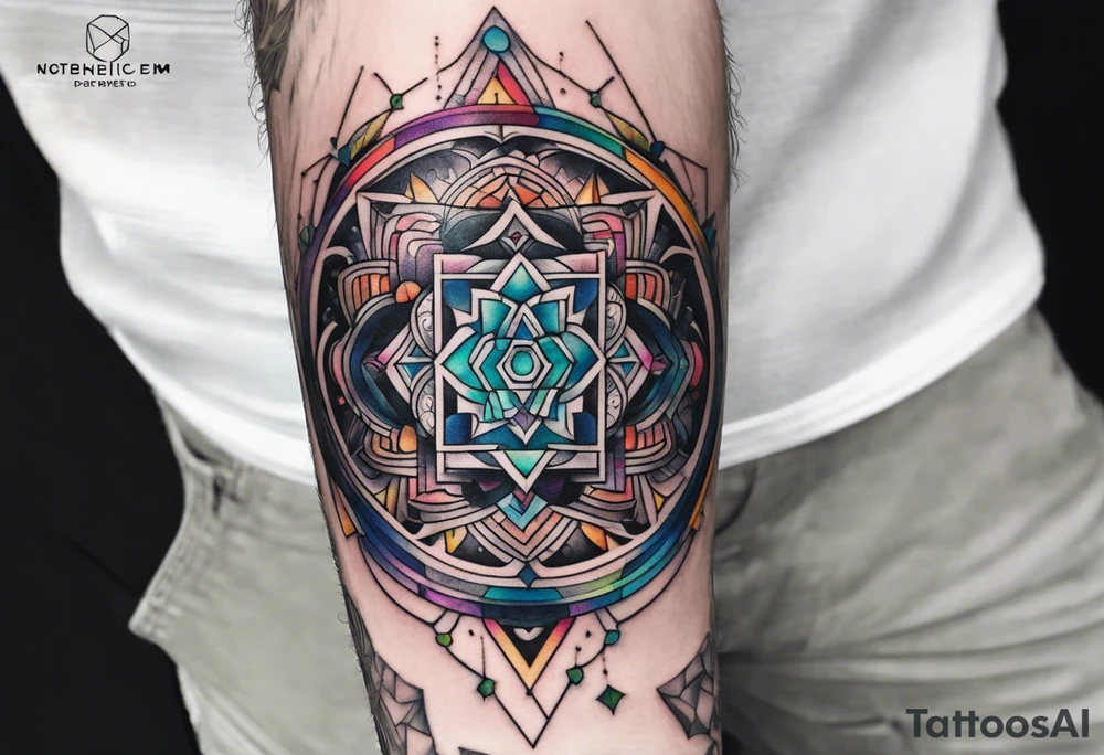 Psychedelic, forearm tattoo, geometric, subtle, men, tattoo idea | TattoosAI