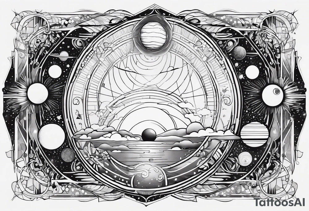 Solar system in a straight line fine line art tattoo idea | TattoosAI