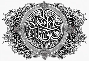 Arabic writing with scroll and heaven tattoo idea | TattoosAI