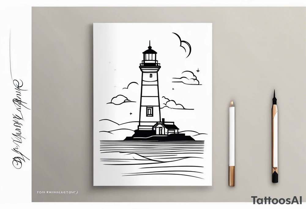 Lighthouse fine line tattoo idea | TattoosAI