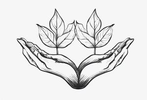 Leaves shaped like two hands holding tattoo idea | TattoosAI