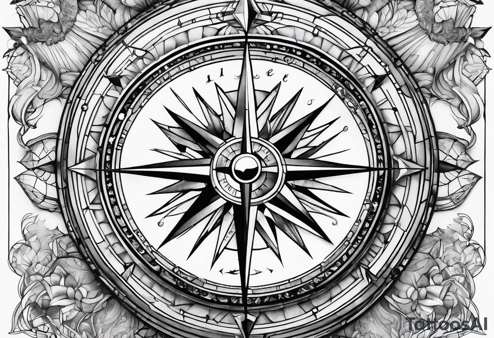 Glass broken on compass tattoo idea | TattoosAI