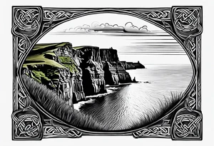 Celtic. Irish. Cliffs of Moher tattoo idea | TattoosAI