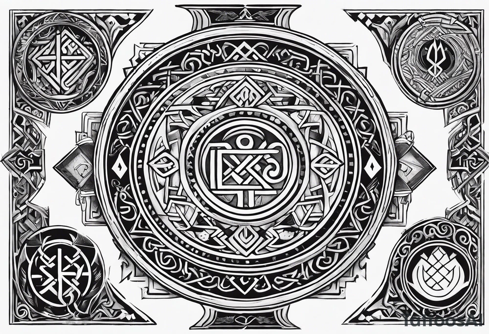 Slavic symbols, runes and worlds tattoo idea | TattoosAI