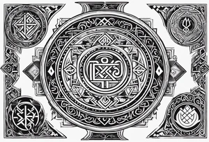 Slavic symbols, runes and worlds tattoo idea | TattoosAI