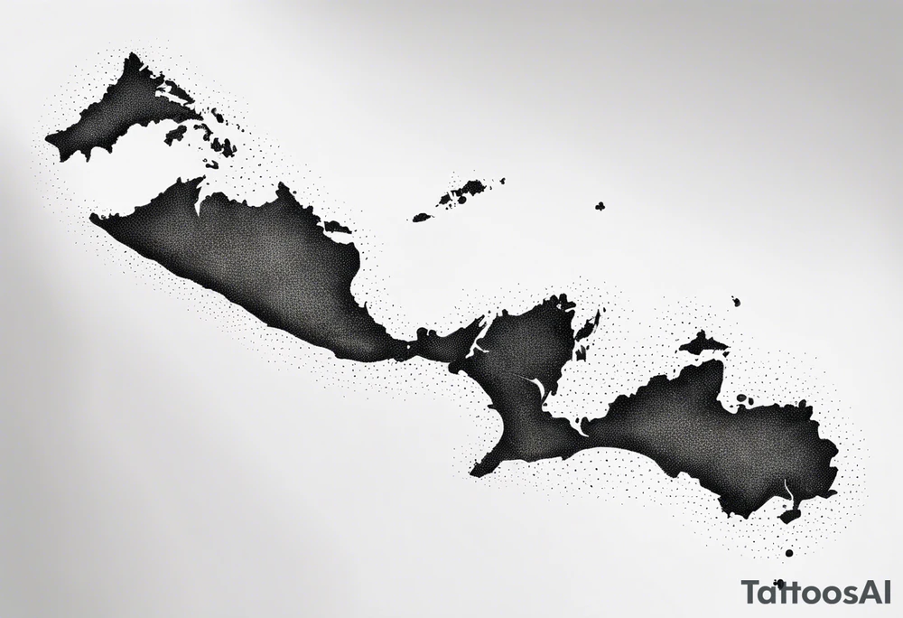 Outline map of the USVI and bvi Caribbean islands tattoo idea | TattoosAI