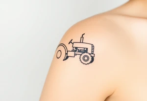 A simple black line Art tractor outline, forming a continuous, elegant ...