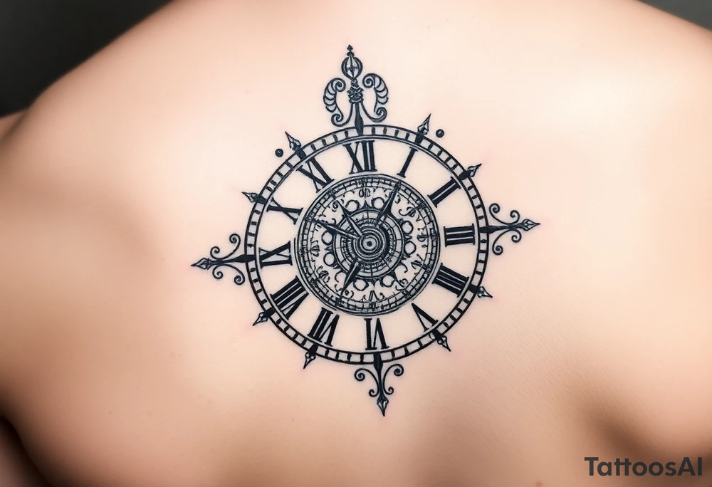 Vintage roman numerals within ornate clockwork mechanism tattoo idea ...