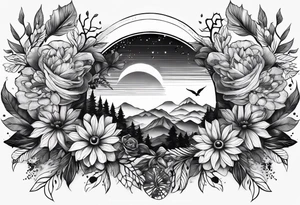 Horizontal tattoo inspired by nature that will go across thigh tattoo ...