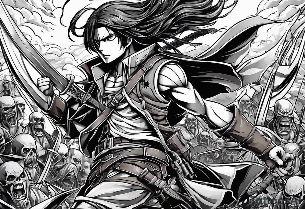 Attack on titan animetry style tattoo idea | TattoosAI
