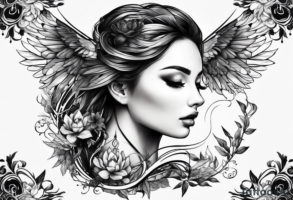 Horizontal tattoo inspired by nature that will go across thigh tattoo ...