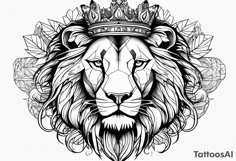 Lion crown tattoo idea | TattoosAI