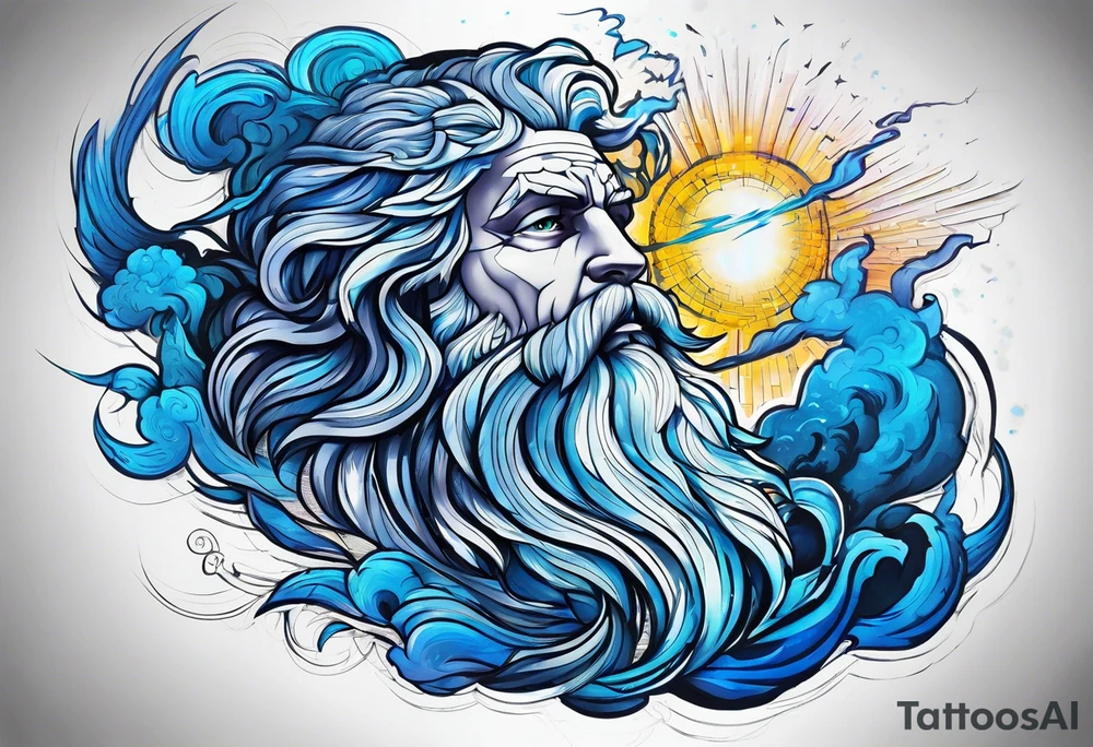 Zeus, blue lightning tattoo idea | TattoosAI