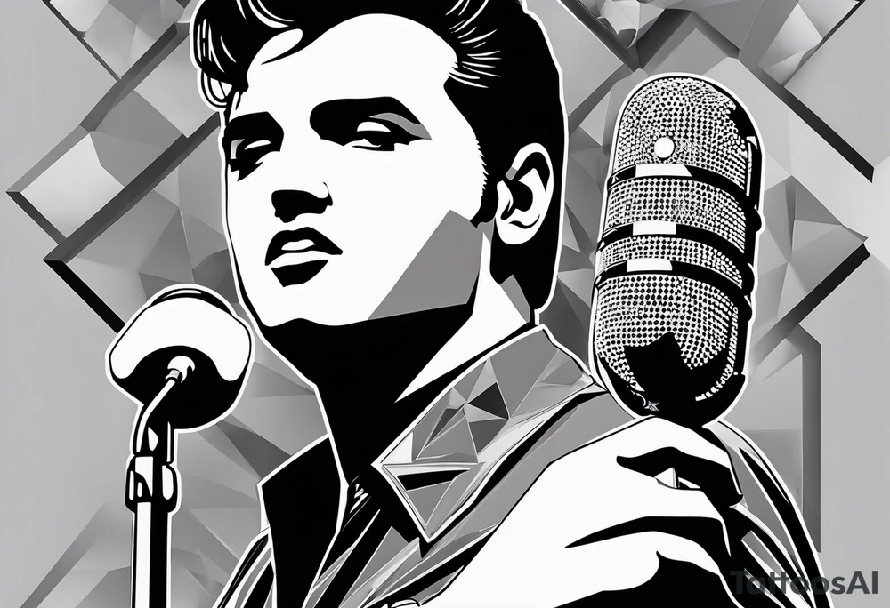 Elvis las Vegas with a microphone minimalistic in a box which has the ...
