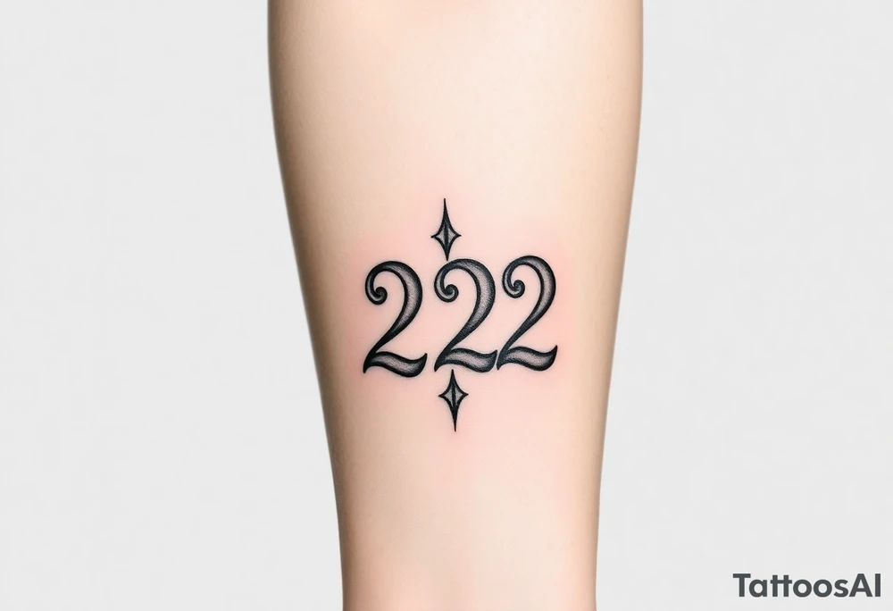 Number 222 tattoo idea | TattoosAI
