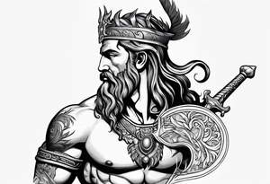 Poseidon side face profile and trident tattoo idea | TattoosAI