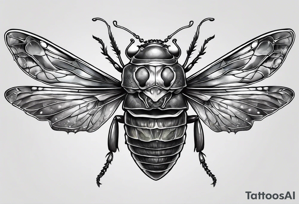 Cicada with human skull tattoo idea | TattoosAI