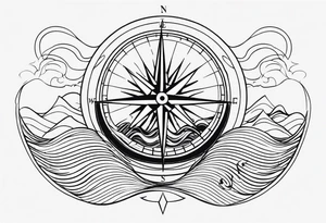 Vintage compass and waves. tattoo idea | TattoosAI