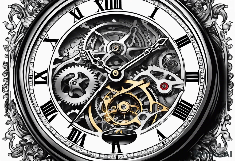 Old school pocket watch exploded showing inner mechanism tattoo idea ...