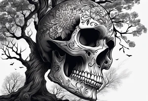 Skull tree tattoo idea | TattoosAI