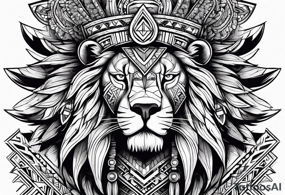 Aztec warrior, lion tattoo idea | TattoosAI