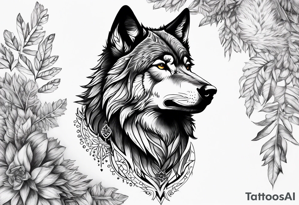 Spiritual wolf tattoo idea | TattoosAI