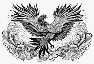 Phoenix horizontal, flying tattoo idea | TattoosAI