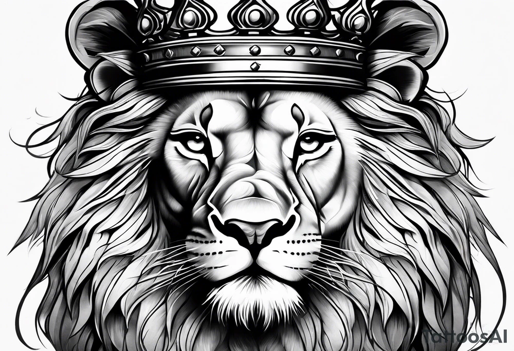 Lion cub with crown tattoo idea | TattoosAI