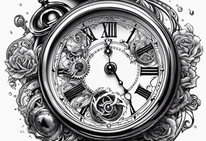 Old school pocket watch exploded showing inner mechanism tattoo idea ...