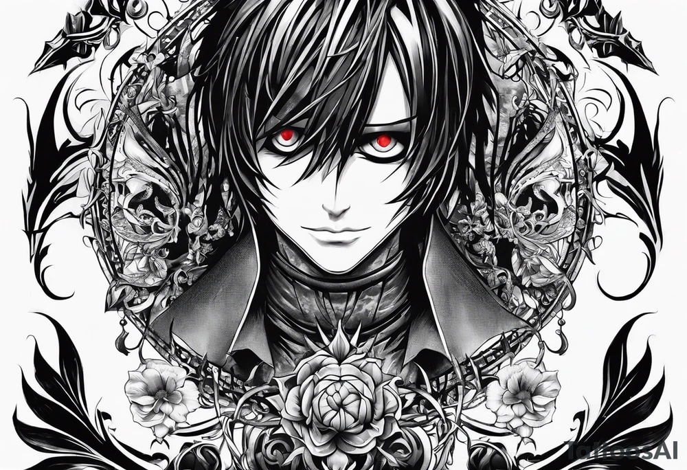 Cyber Gothic death note inspired tattoo idea | TattoosAI