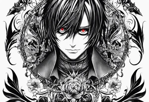 Cyber Gothic death note inspired tattoo idea | TattoosAI