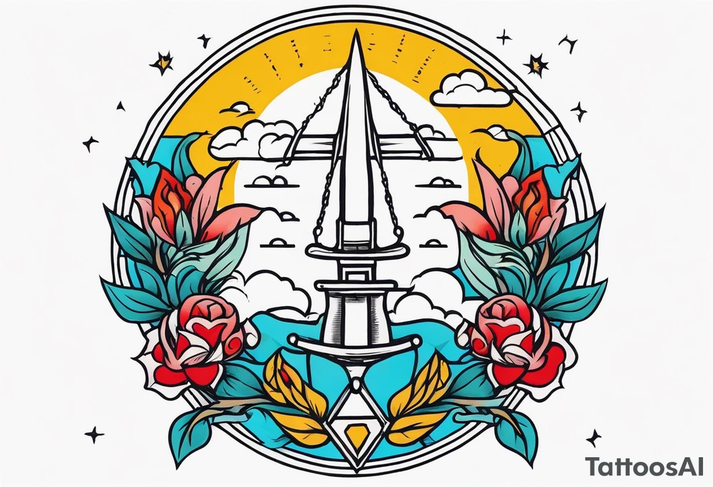 Heaven vintage tattoo style old school traditional bold color 
