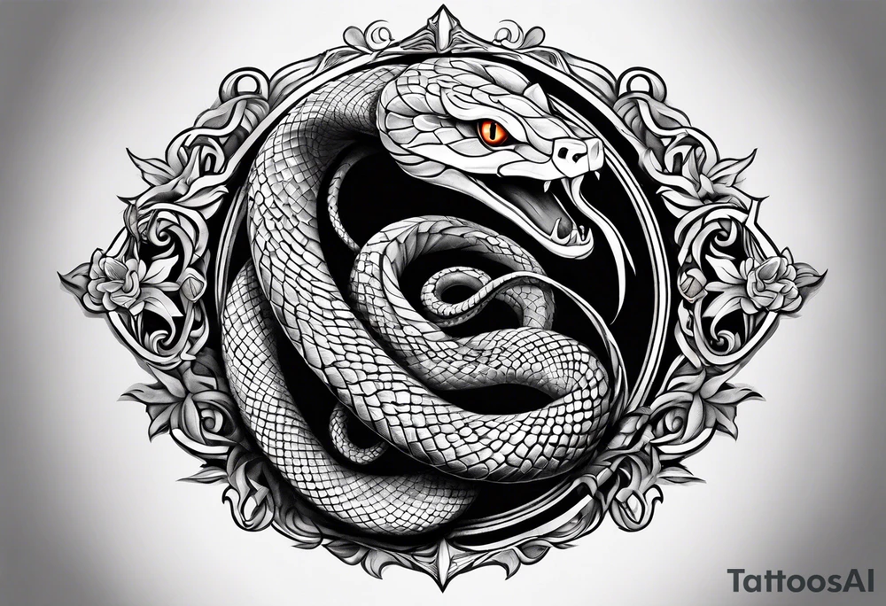 Snake wrapped around a dagger tattoo idea | TattoosAI