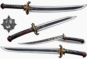 Byakuya shikai sword tattoo idea | TattoosAI